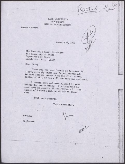 Rostow, Eugene - Yale University Library