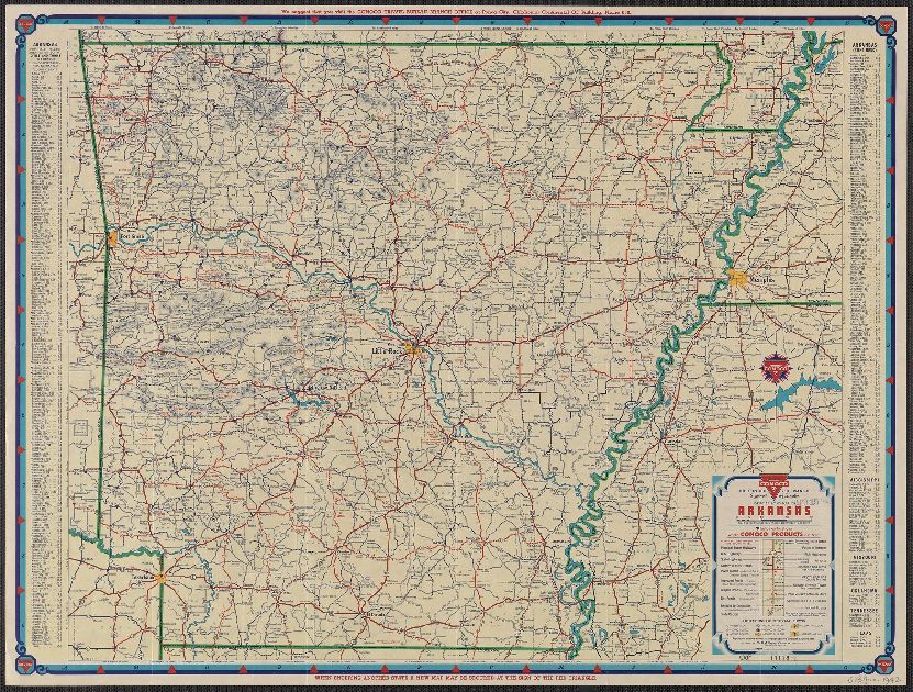 Official road map of Arkansas / Conoco Travel Bureau. - Yale University ...