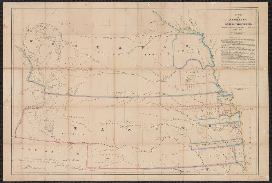 Map of Nebraska and Kansas Territories : showing the location of Indian ...