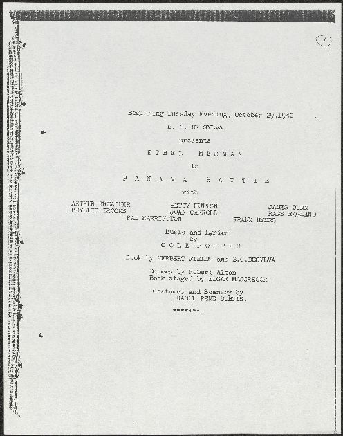 Copy of script of Panama Hattie. - Yale University Library