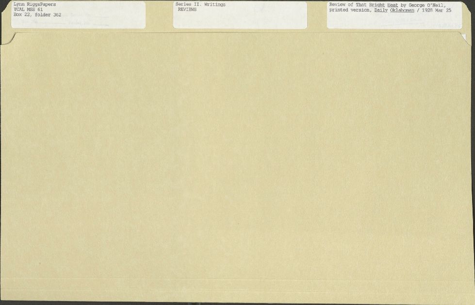 Review of That Bright Heat by George O'Neil, printed version, Daily ...