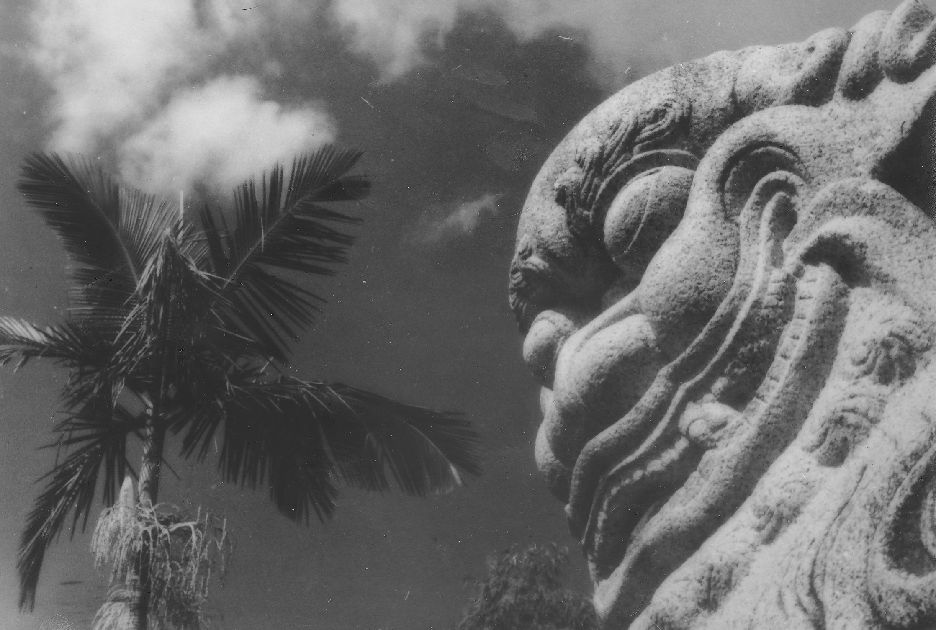 Campus landmark. Stone Dragon Face - Yale University Library